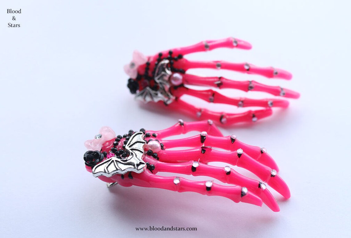 Gothic Skeleton Bone Hand Hair Clip Accessory - Etsy