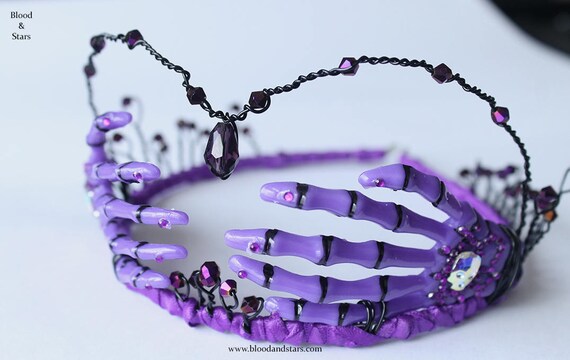 Gothic Purple Skeleton Bone Hand Tiara | Etsy