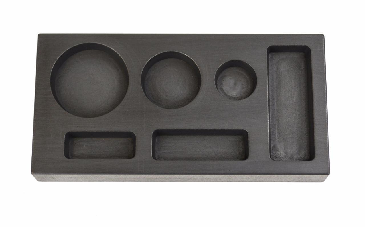 Gold Graphite Ingot Mold 6 in One 1/4 1/2 1 Troy Oz Multi-cavity Combo ...