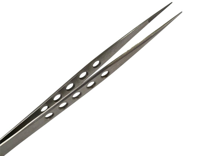 Diamond Tweezers With Hole Grip Gemstone Fine Tip Stainless Steel 6-1/2 ...
