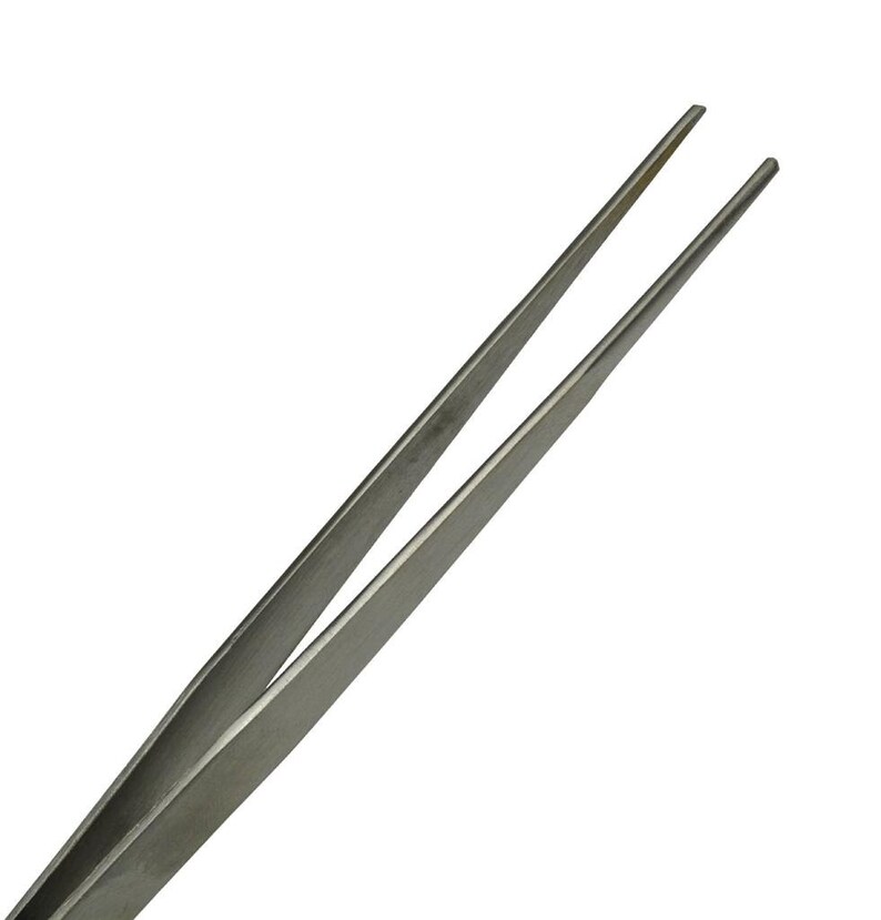 7" Long Medium Tip Straight Utility Tweezers Stainless Electronics ...
