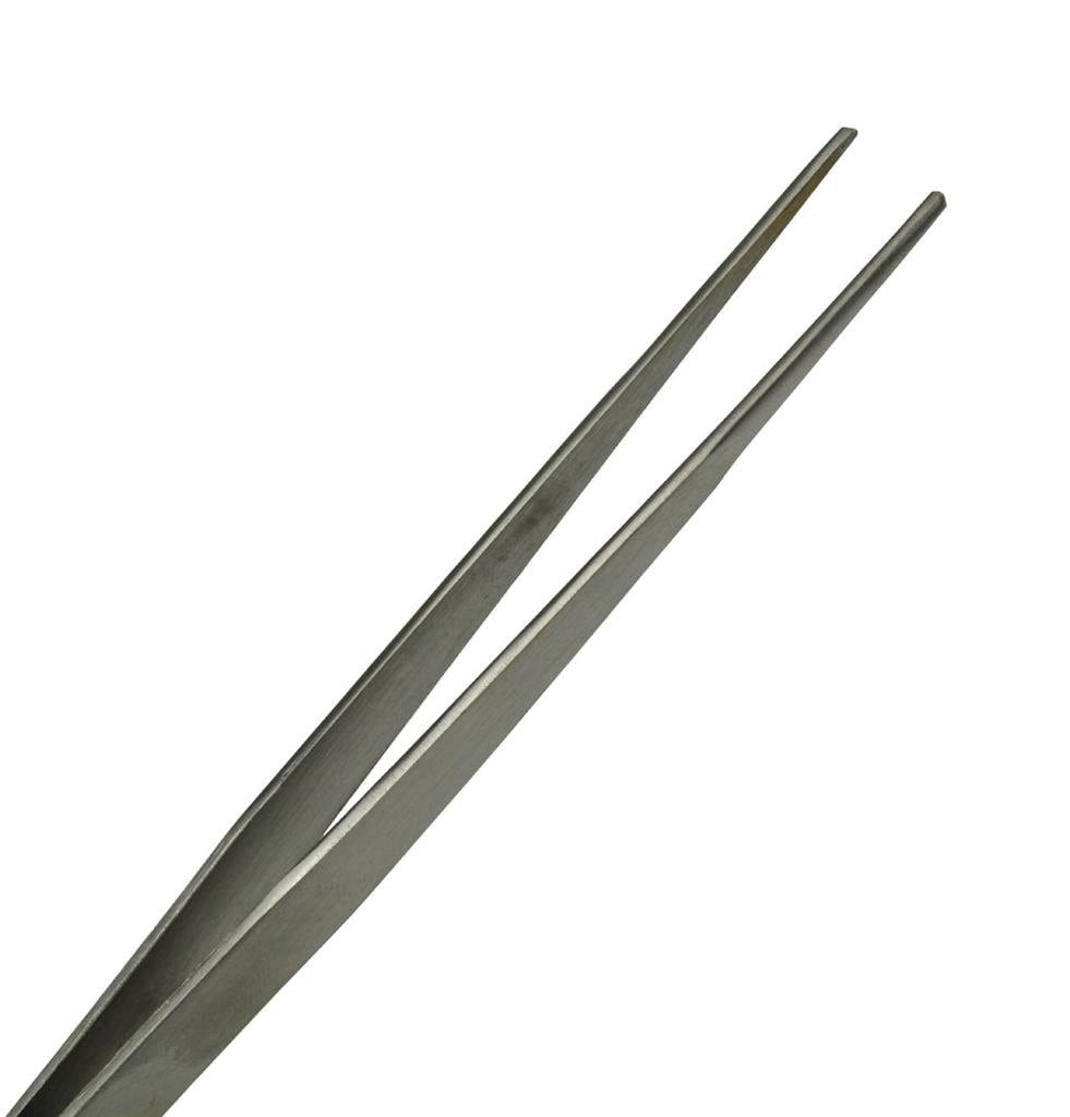 7" Long Medium Tip Straight Utility Tweezers Stainless Electronics ...