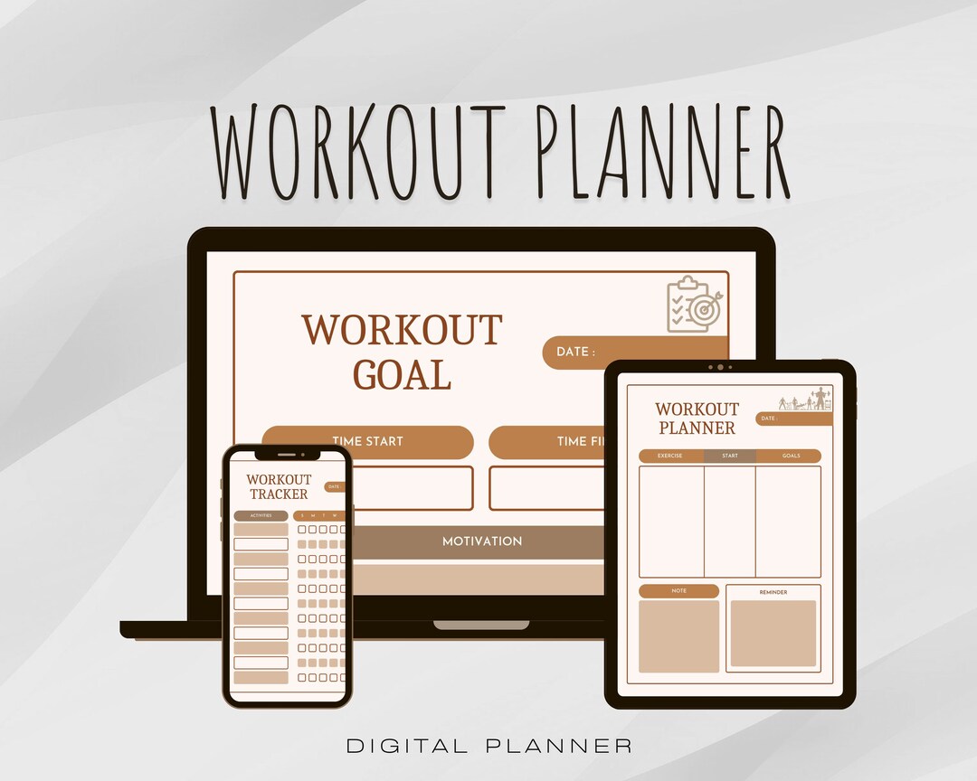 Digital Workout Printable Planner, Undated iPad Workout Journal ...