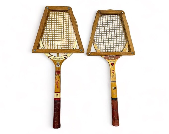 Vintage Wooden Tennis Rackets Pair, Spalding Pancho Gonzales, Game Room ...