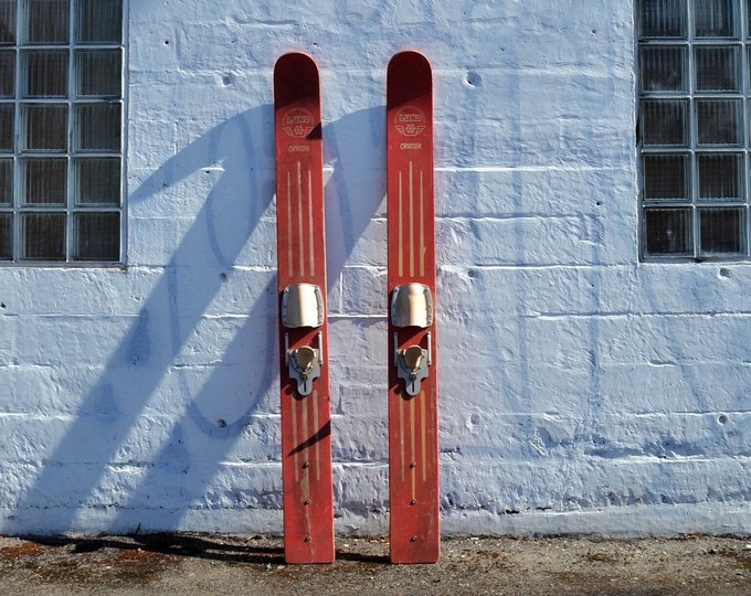 Vintage Wooden Water Skis, Lund Cruiser Wood Ski, Beach House Decor ...