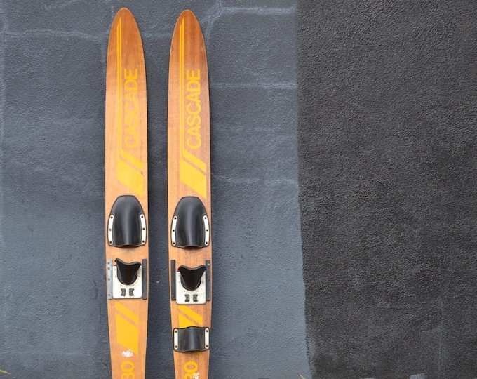 Vintage Cascade Water Skis, Wooden Water Skis, Wood Ski, Beach House ...