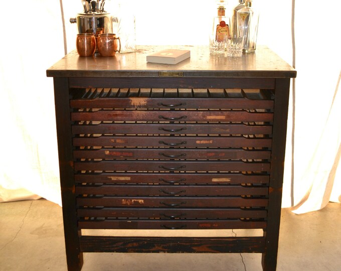 Vintage Typeset Cabinet, Typeset Drawers, Type Foundry Cabinet ...