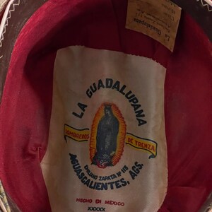 Vintage Mexican Sombrero Cowboy Hat With Chin Strap La Guadalupana ...