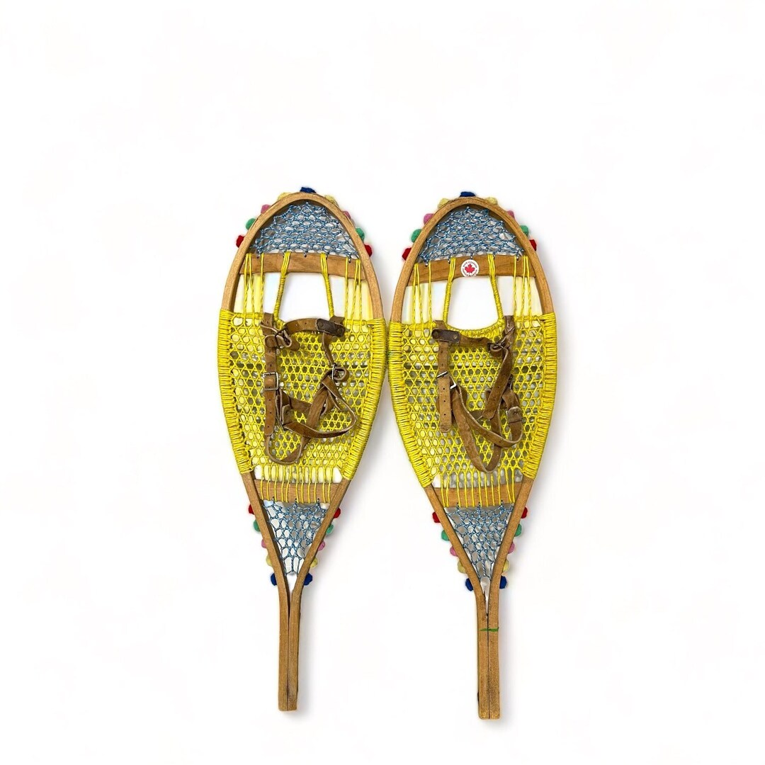 Vintage Wooden Snowshoes - Cabin or Ski Lodge Decor, Colorful Kids Room ...