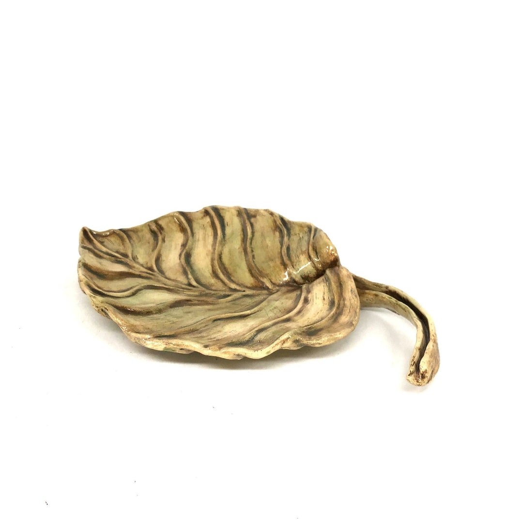 Vintage Handmade Monstera Leaf Pottery Dish - Earth Tones - Etsy