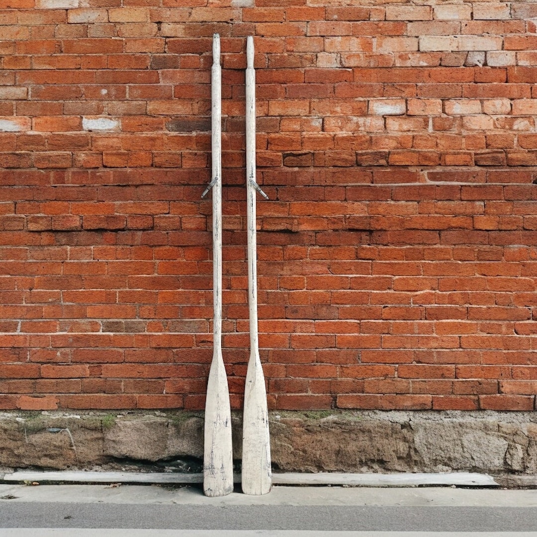 Vintage Wood Boat Oars Pair With Oar Locks - Ready to Hang, Weathered ...