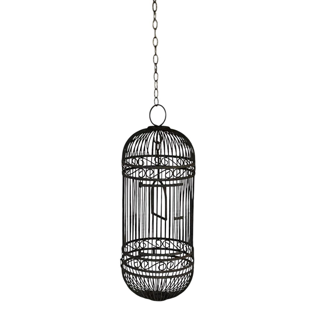 Vintage Tall Bird Cage - Ornate Wrought Iron, Decorative Parrot Aviary ...