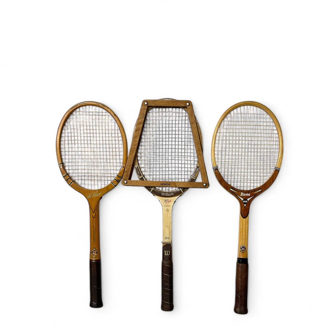 Vintage Wooden Tennis Racket Set of 3 - Game Room Wall Decor, Gifts for ...