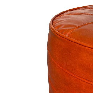 Vintage Orange Vinyl Ottoman - Mid Century Modern Straw Footstool - Etsy