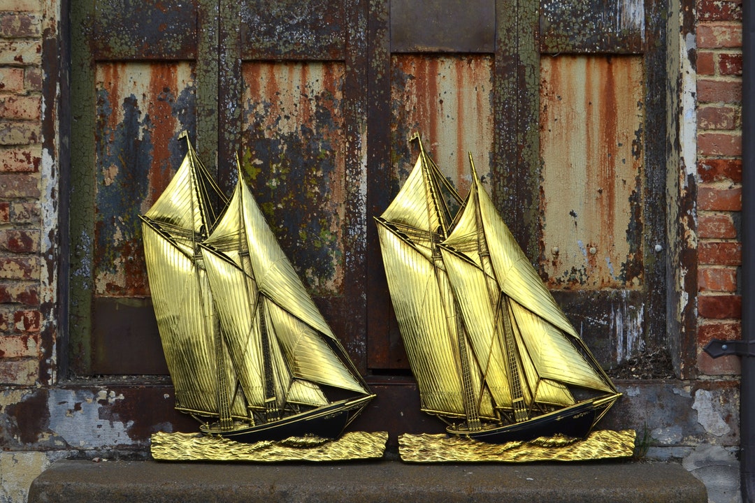 Vintage Pair Syroco Sailboats Wall Hanging, Mid Century Modern Wall Art ...