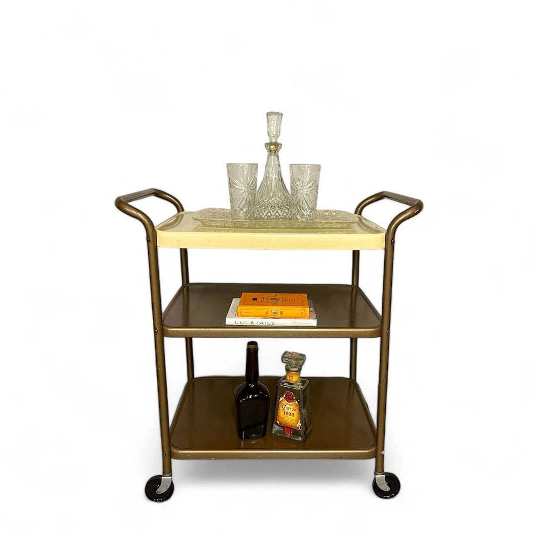 Retro Metal Bart Cart - Mid Century Beverage Trolley With Wheels ...