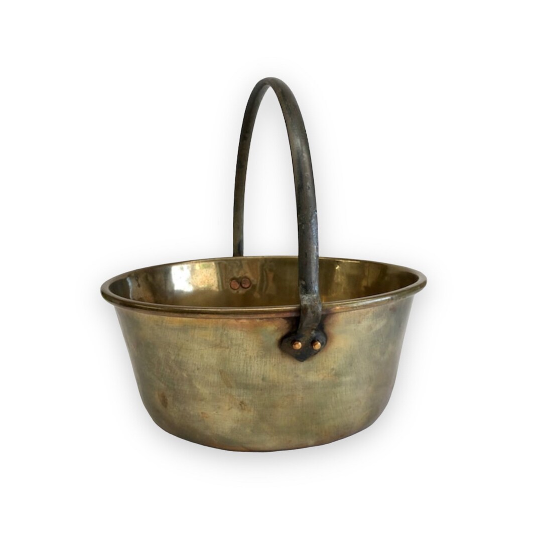 Vintage Solid Brass Bucket, Brass Cauldron, Brass Pot With Handle ...