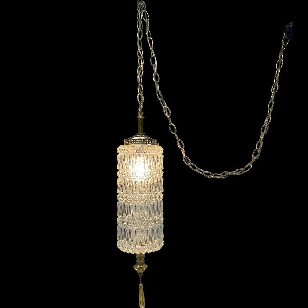 Vintage Large Mid Century Swag Light Glass Pendant Light - Etsy