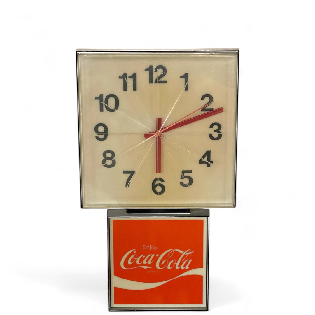 Vintage Coca Cola Lighted Sign With Clock - Retro Bar Decor ...