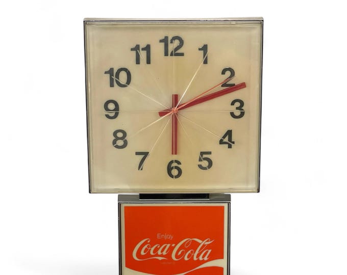 Vintage Coca Cola Lighted Sign With Clock - Retro Bar Decor ...