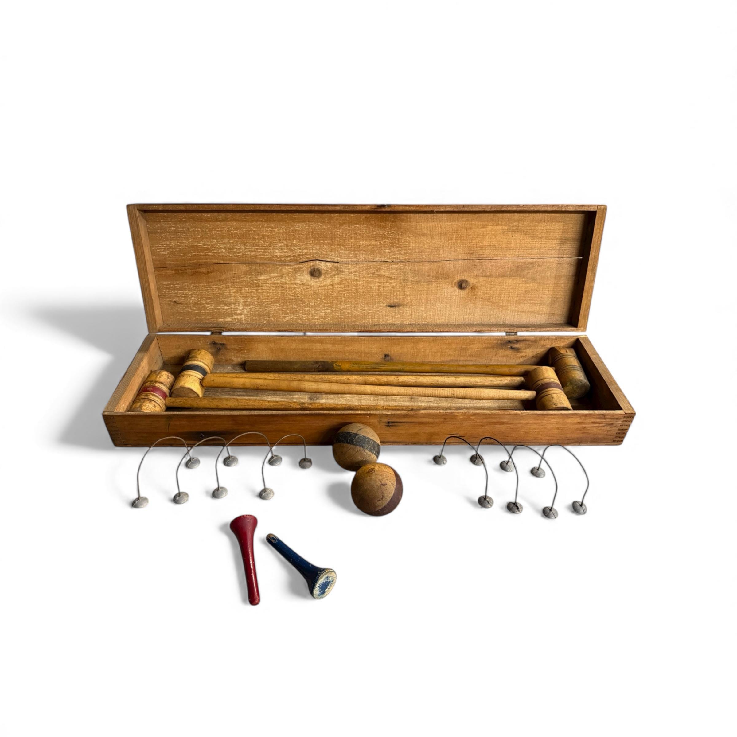 Antique Croquet Set in Wood Box - Lawn Game Room Decor - Etsy