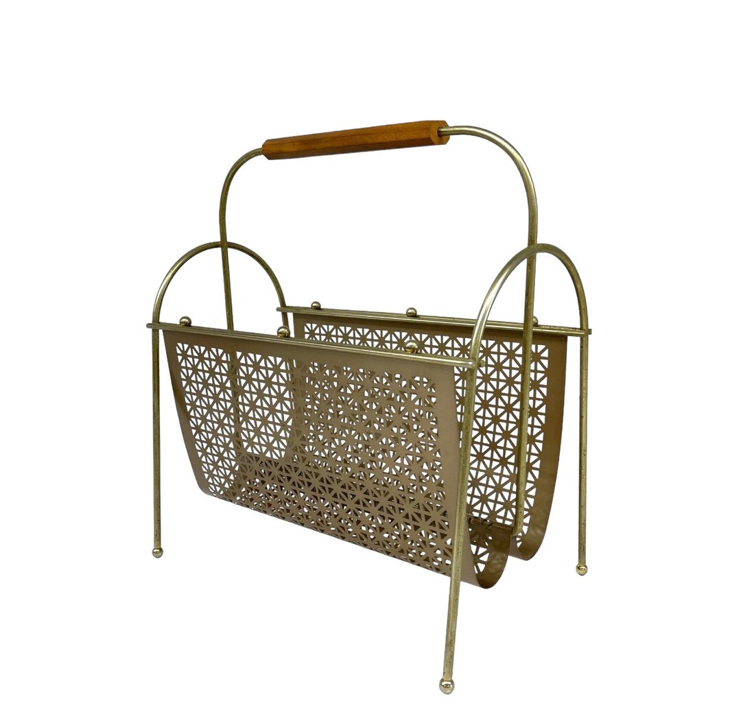 Vintage Mid Century Magazine Rack, Metal Magazine Rack, Mid Century ...