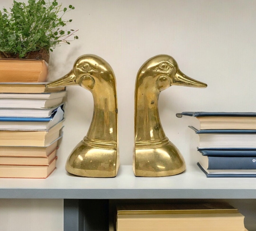 Vintage Solid Brass Duck Bookends, Animal Bookends, Bird Bookends ...