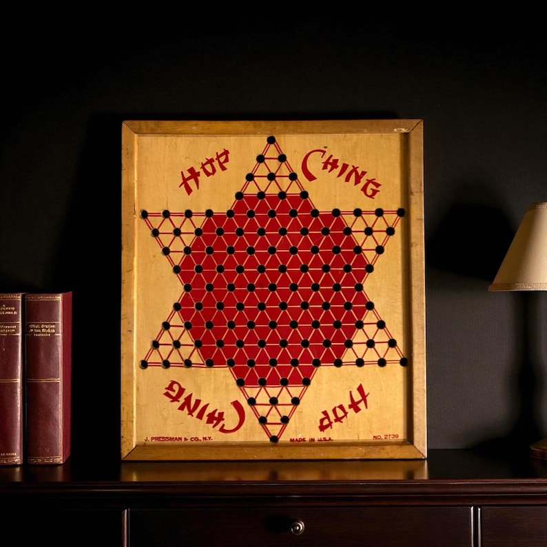 Vintage Wooden Hop Ching Chinese Checkers Game Board - Wall Decor ...