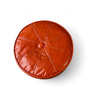 Vintage Orange Vinyl Ottoman - Mid Century Modern Straw Footstool - Etsy