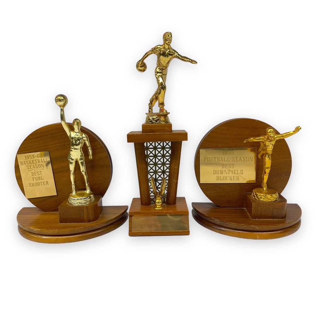 Vintage Sports Trophies Set - Football, Basketball, Bowling, Sports ...