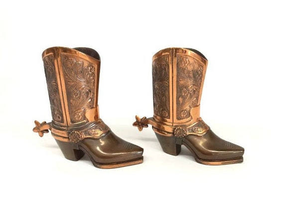 Vintage Copper Bookends Cowboy Boots by Champion Products - Etsy