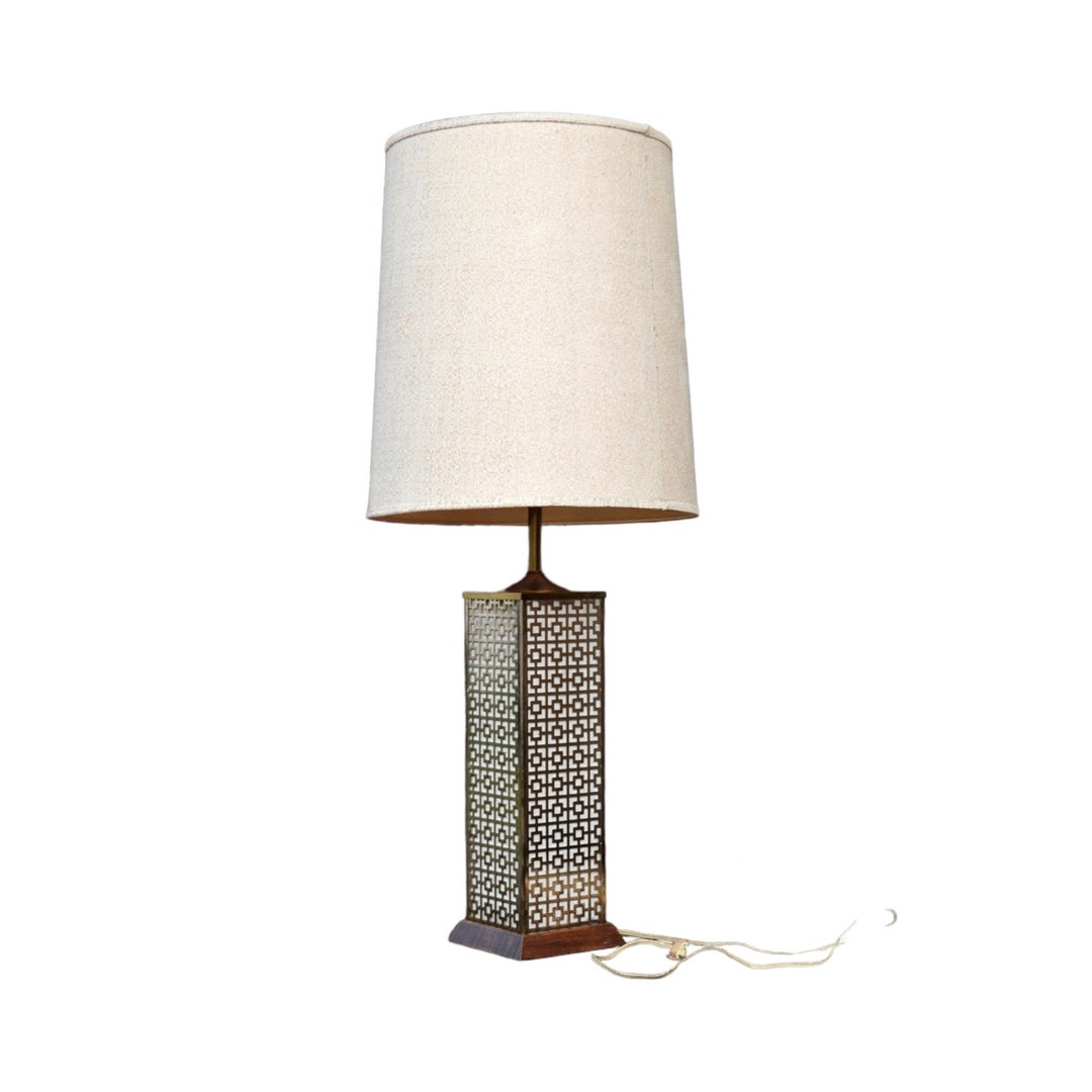 Vintage Mid Century Breeze Block Table Lamp With Vintage Lamp Shade ...