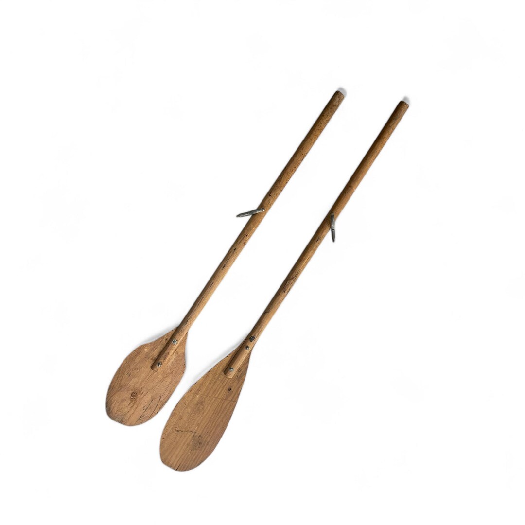 Vintage Wooden Boat Oars With Oar Locks - Rustic Nautical Decor, Wood ...