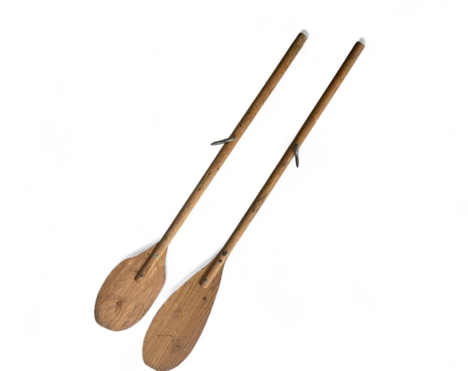 Vintage Wooden Boat Oars With Oar Locks - Rustic Nautical Decor, Wood ...