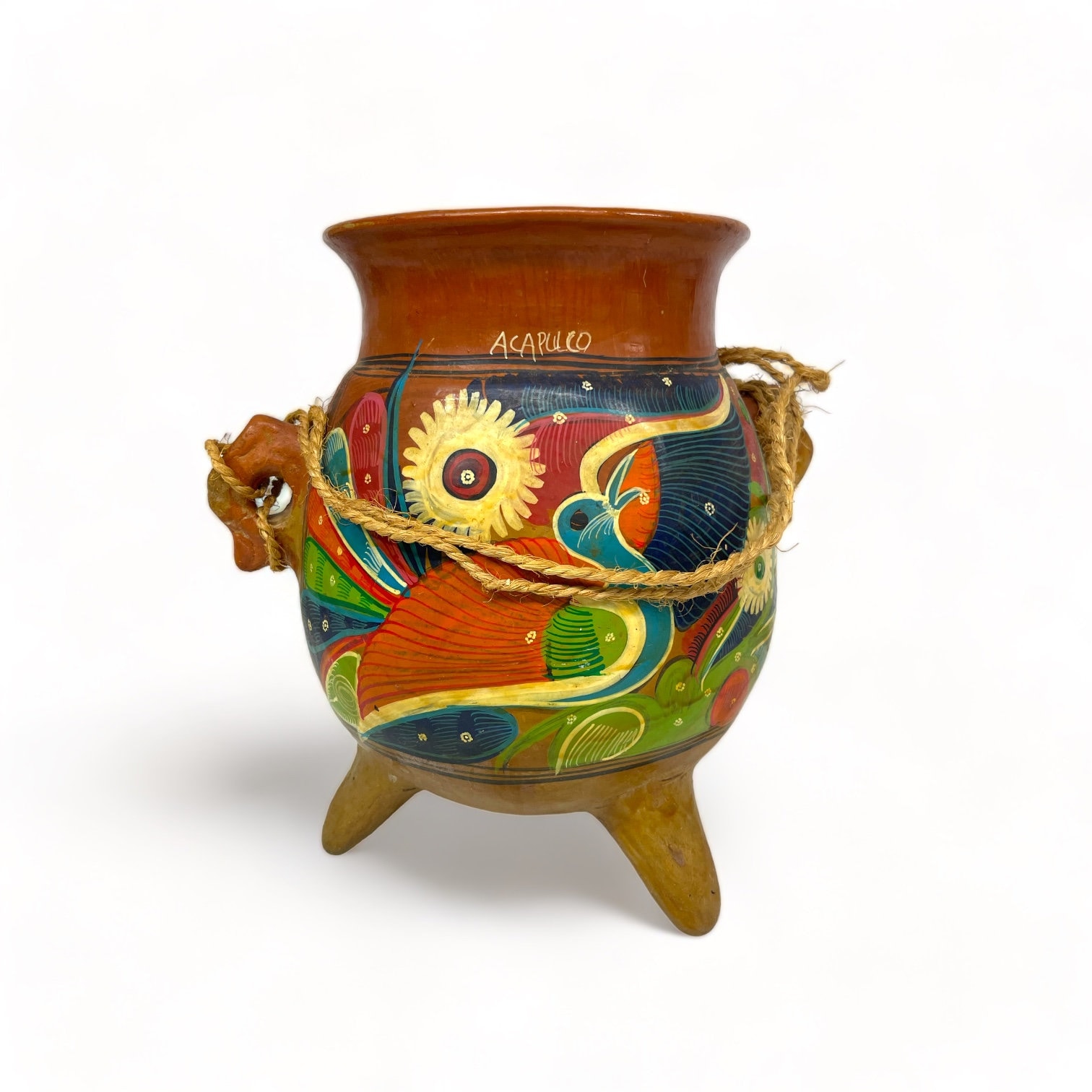 Vintage Mexican Terracotta Pottery - Acapulco Hanging Clay Flower Pot ...
