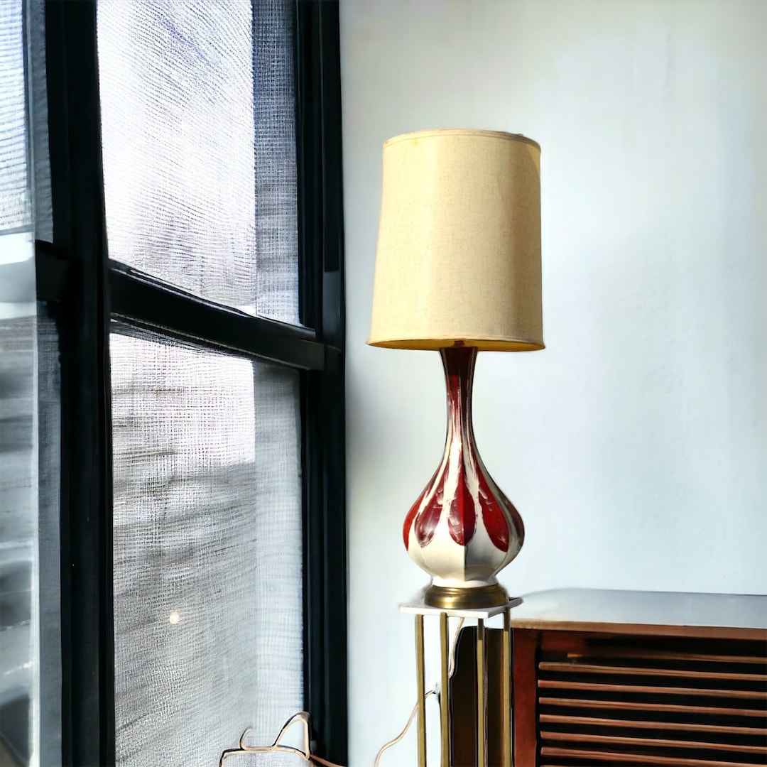 Vintage Large Mid Century Modern Glazed Ceramic Lamp, Retro Lamp, 60s ...