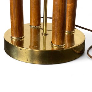 Vintage Designer Clover Lamp - Mid Century Arched Brass Tube and Wood ...