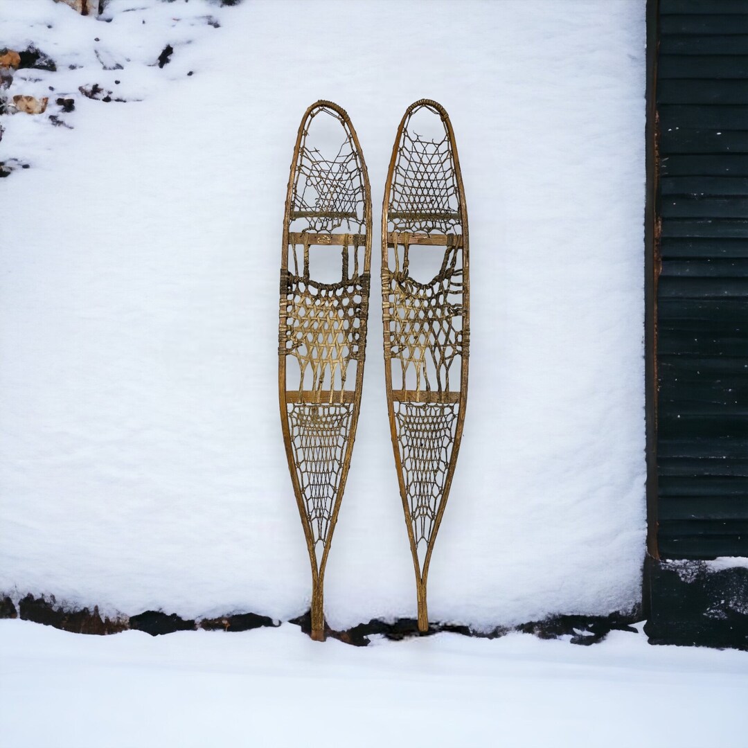 Vintage 1941 Strand Military Snowshoes - Rustic Cabin Ski Lodge Decor ...