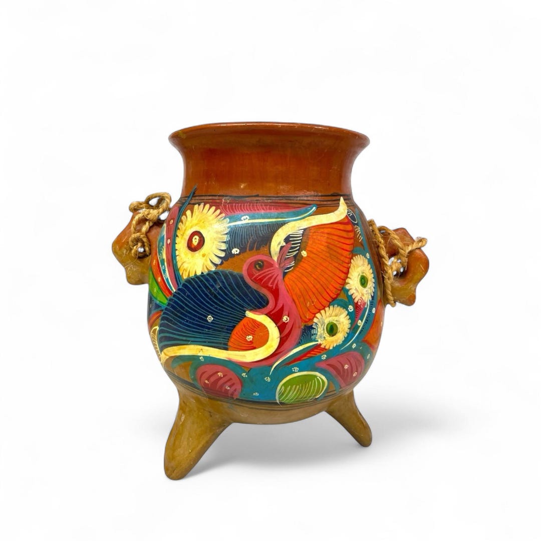 Vintage Mexican Terracotta Pottery - Acapulco Hanging Clay Flower Pot ...