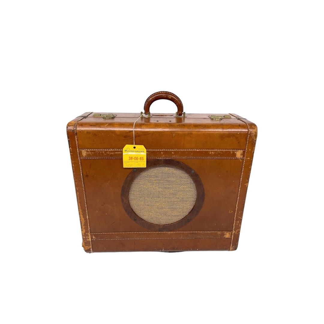 Vintage Leather Suitcase, Upcycled Guitar Amp Speaker, Mid Century ...