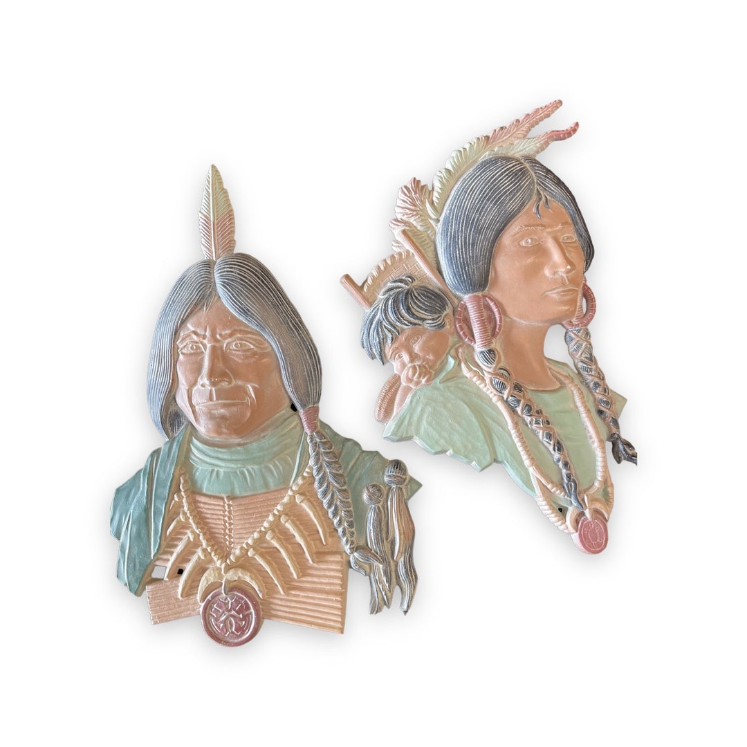 Vintage Sexton Native American Wall Plaque Set, Indian Chief, Indian ...