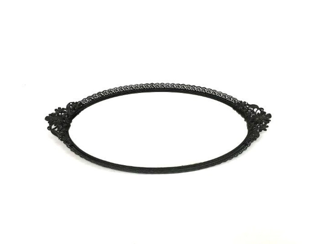 Vintage Oval Vanity Tray Mirror Antique Victorian Dresser Tray Art Nouveau Vanity Tray