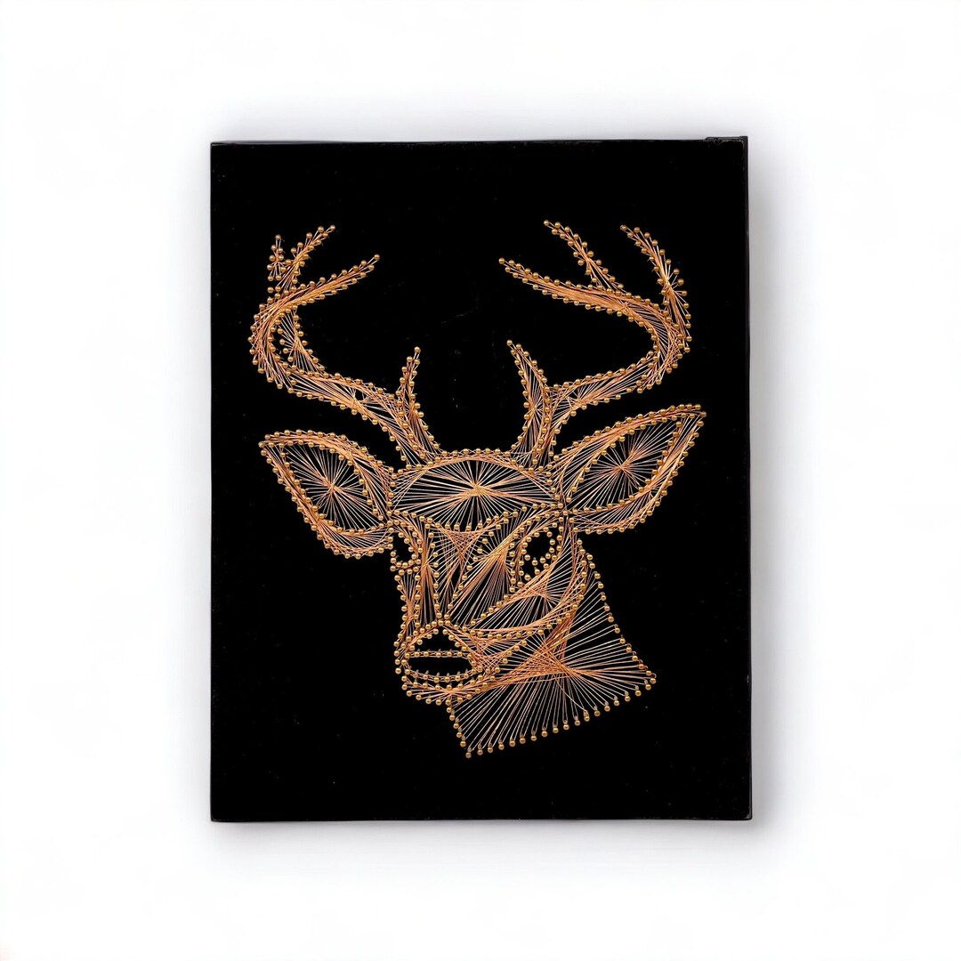 Vintage Deer String Art - Copper Wire Art, Deer Cabin Decor, Animal ...