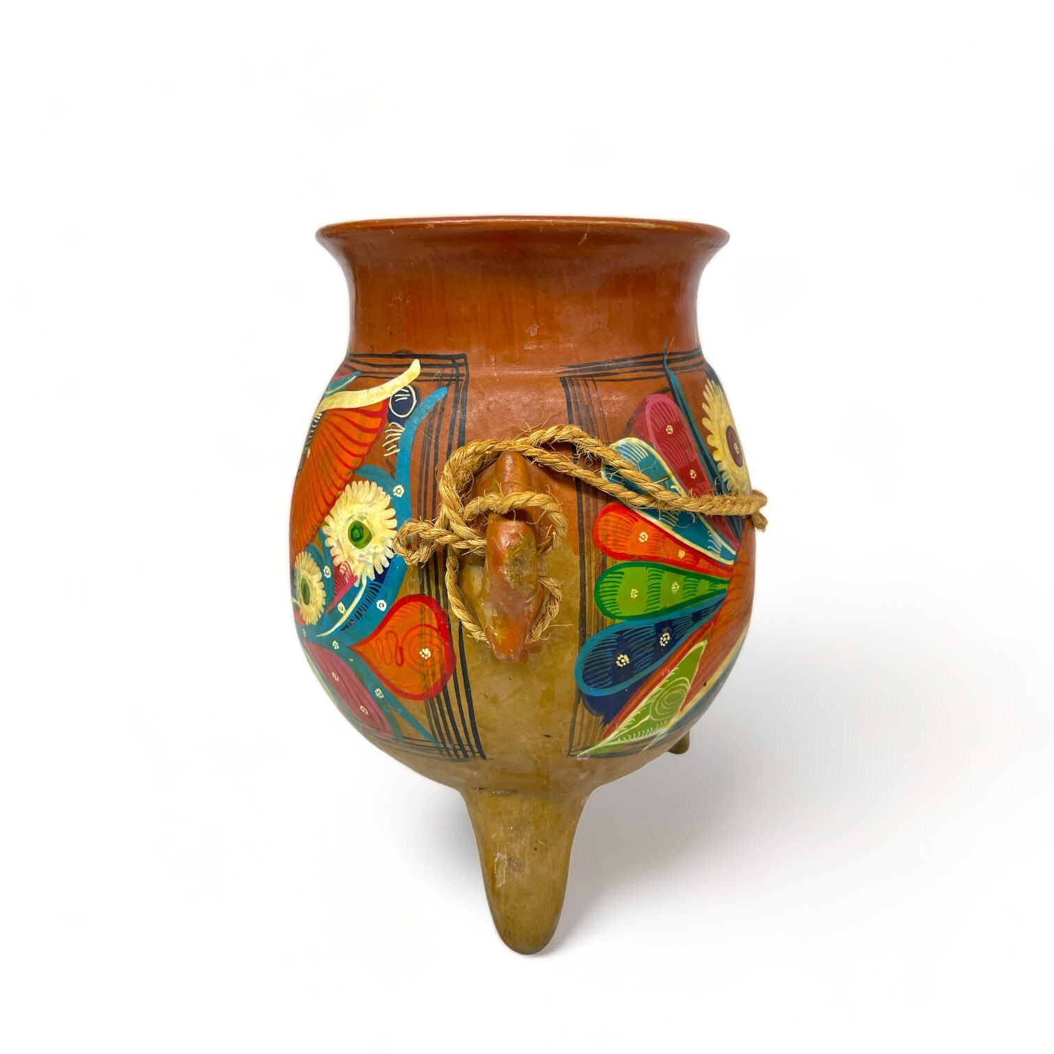 Vintage Mexican Terracotta Pottery - Acapulco Hanging Clay Flower Pot ...