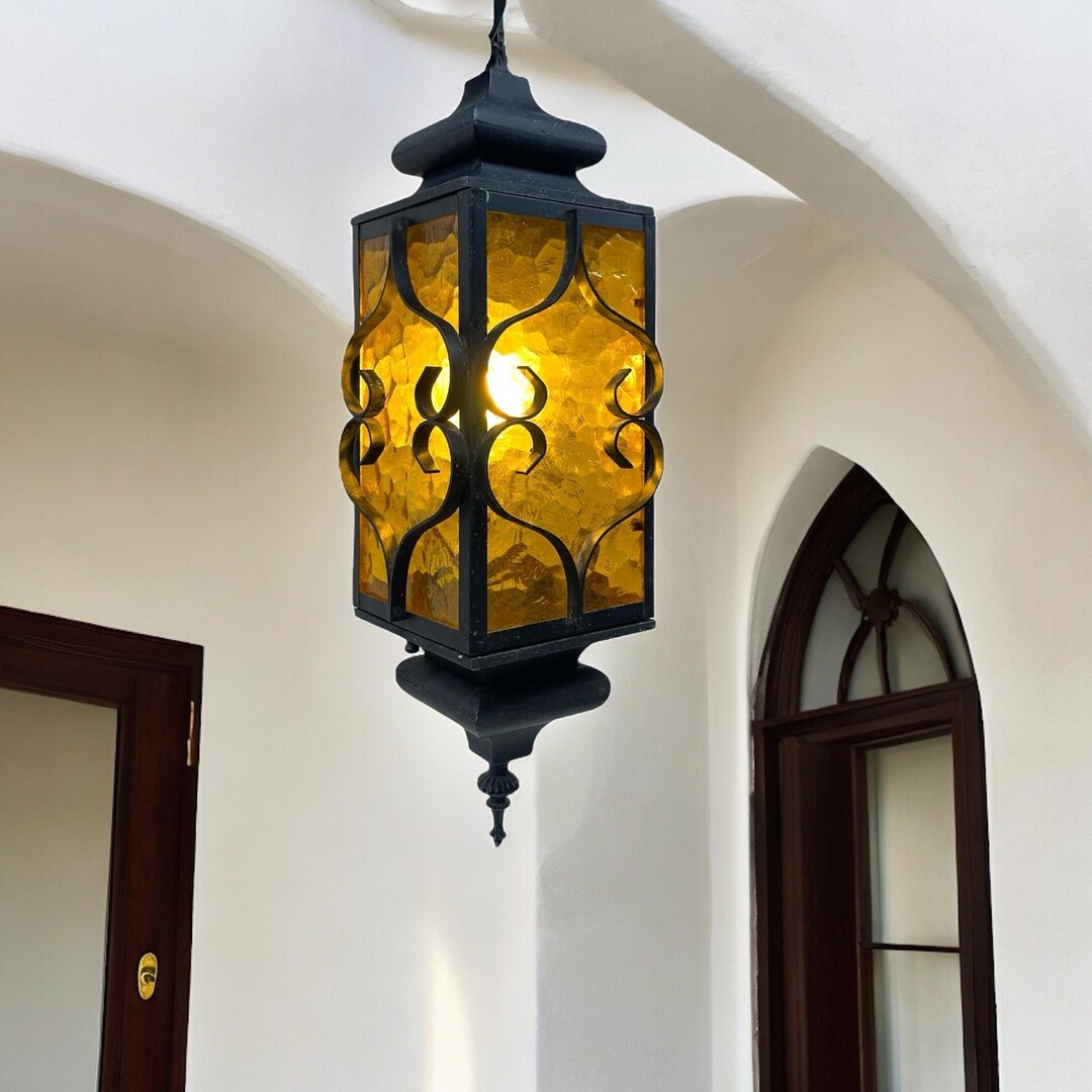 Vintage Spanish Revival Lighting Hardwired Hanging Pendant Light, Black ...