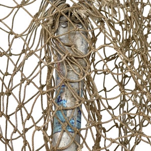 Vintage Fishing Net - Rustic Coastal Wall Hanging, Fishing Gear, Cabin ...