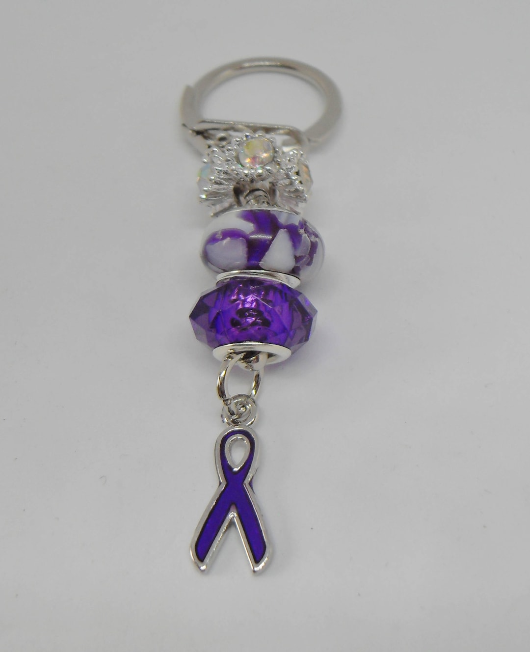 Beautiful Purple Fibromyalgia Awareness Bag Charm/ Key Ring - Etsy