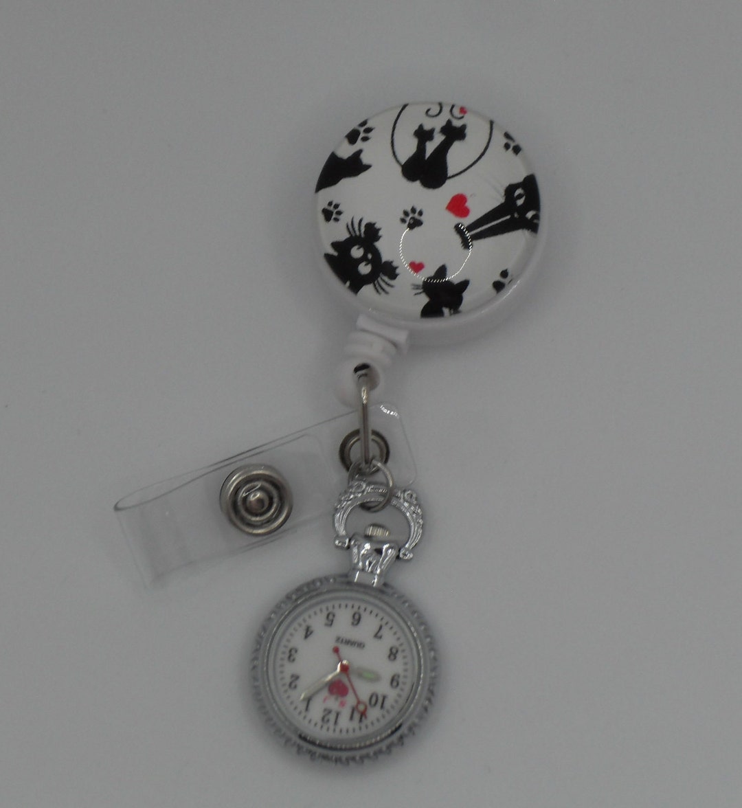 Retractable Cat ID Badge With Fob Watch for Nurses, Carers, Vets and ...