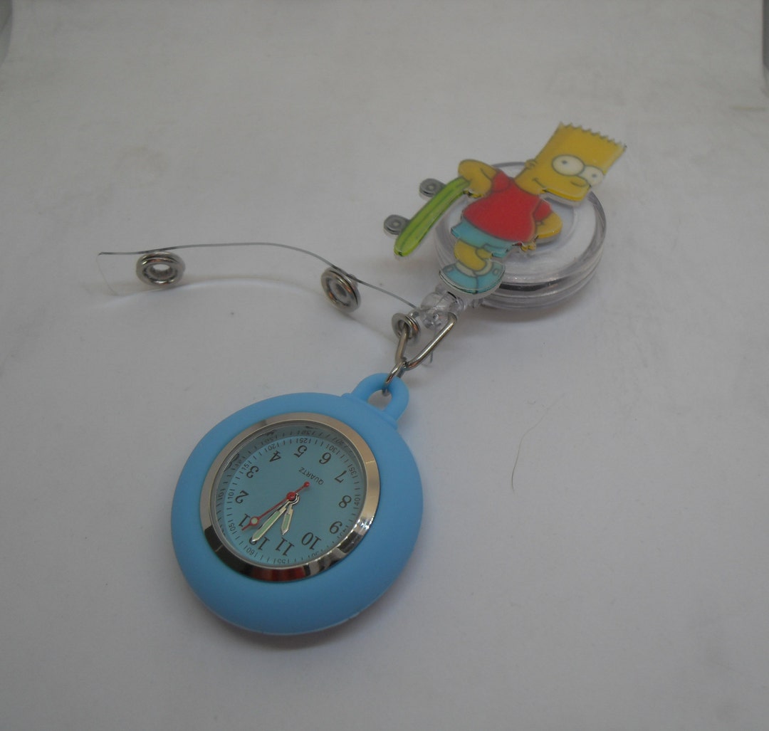 Bart Simpson Retractable Fob Watch/id Badge Holder - Etsy