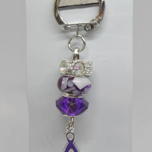 Beautiful Purple Fibromyalgia Awareness Bag Charm/ Key Ring - Etsy